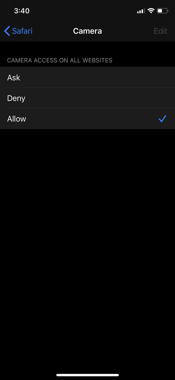 Allowing Camera Access on iOS