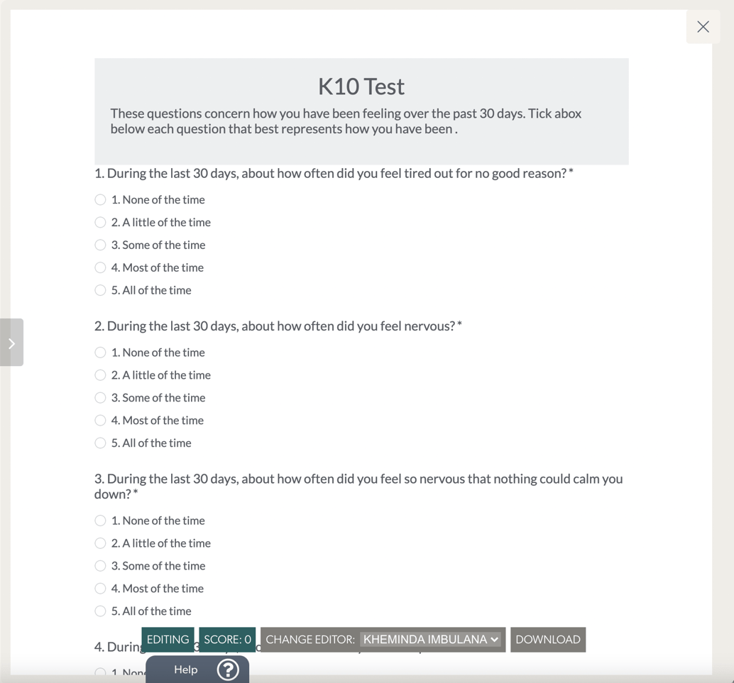 How to install and use the K10 questionnaire on Coviu
