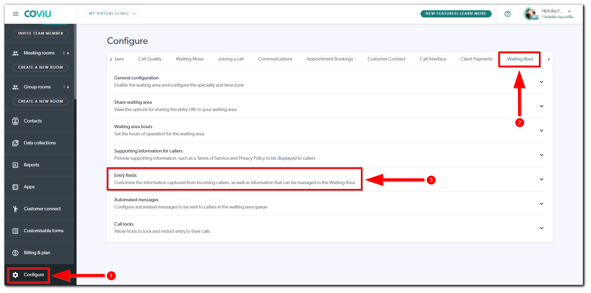 How to Configure Entry Fields for the Waiting Area