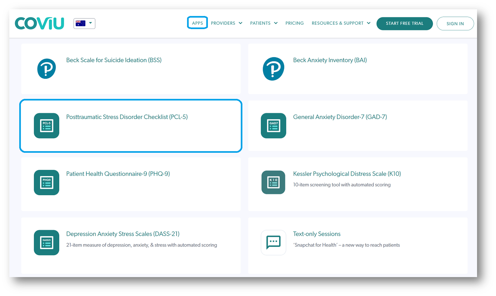 Post traumatic Stress Disorder Checklist (PCL-5) App